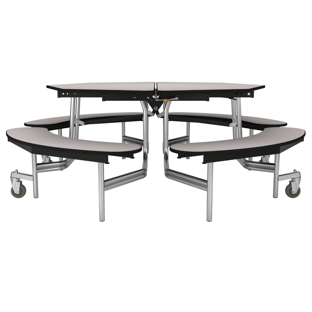 Mobile Cafeteria Table with Benches, 60" Octagon, MDF Core, Black Prot ...