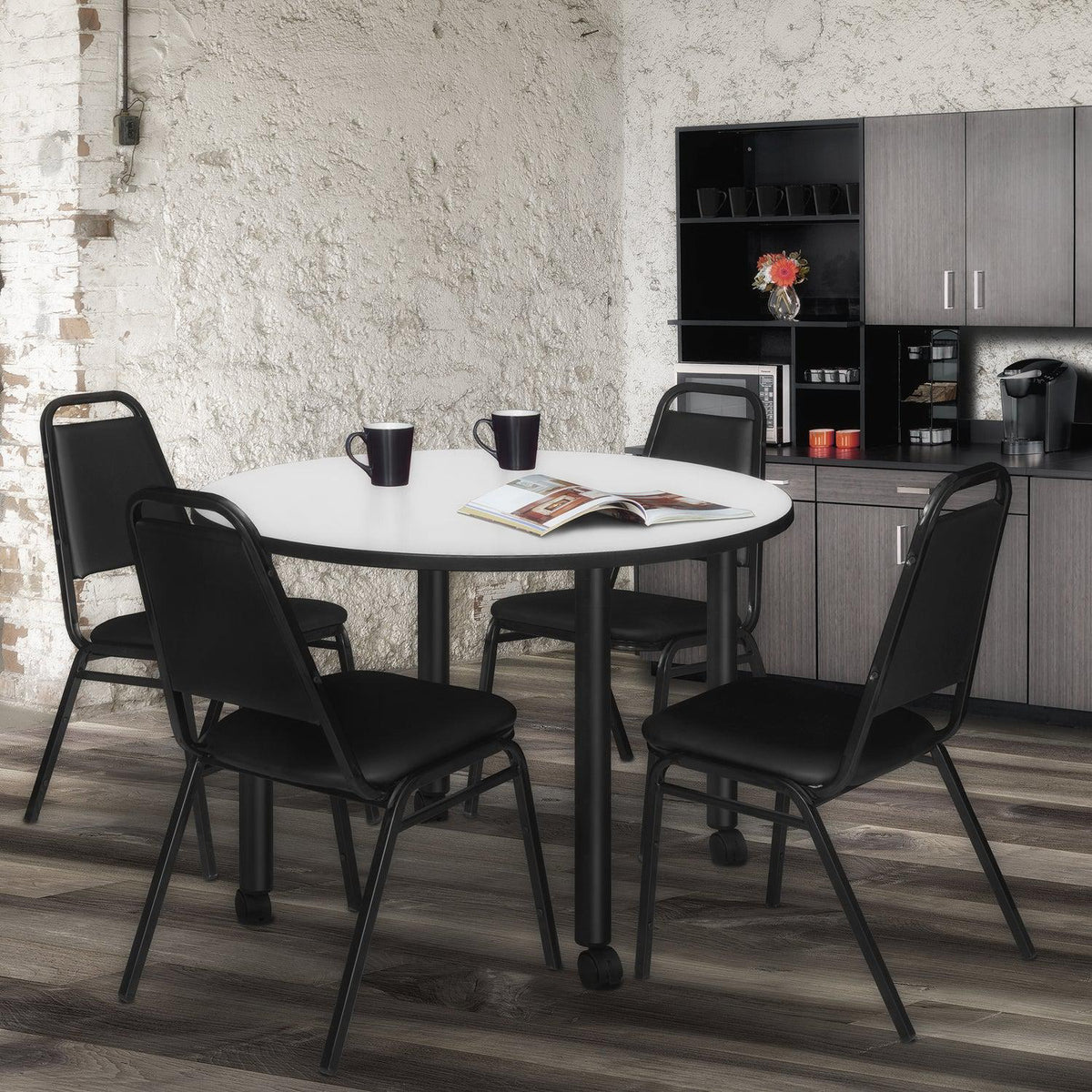 Kee 48" Round Mobile Breakroom Table - NextGen Furniture, Inc.