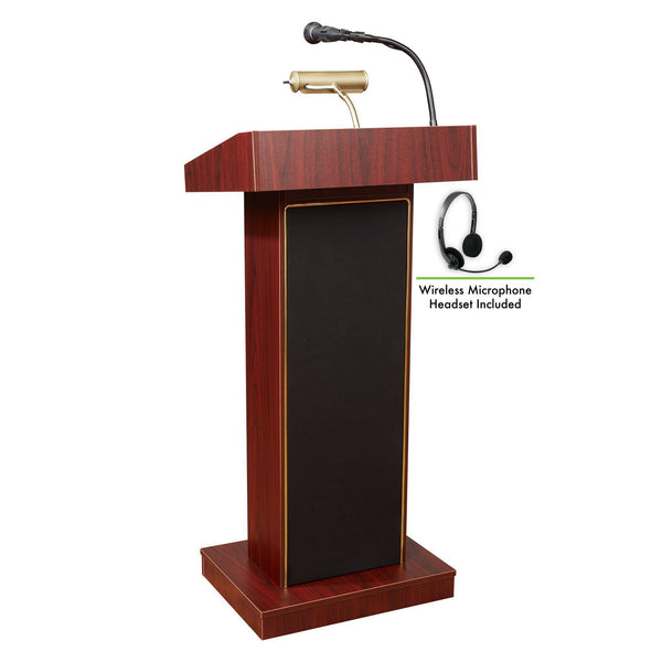 Orator Sound Lectern with Wireless Headset Mic, Mahogany Finish ...